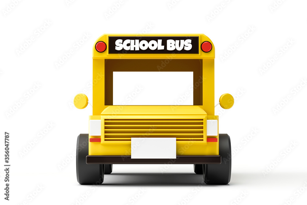 ภาพประกอบสต็อก Yellow school bus and front view isolated on white ...