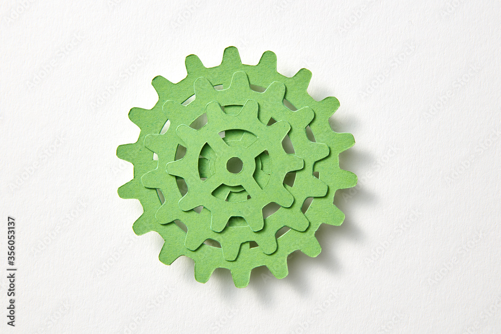 Foto de Stack of papercraft clockwork mechanism from color paper. do ...