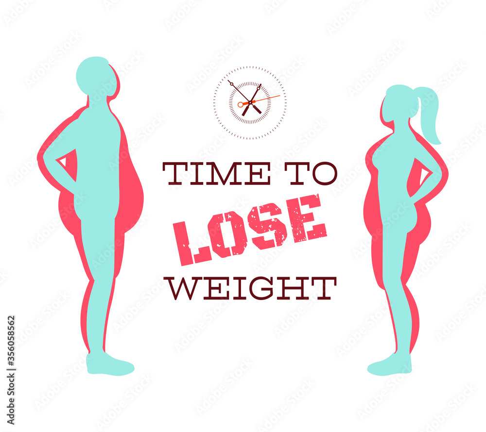 Silhouettes of man and woman show process of losing weight Stock Vector ...
