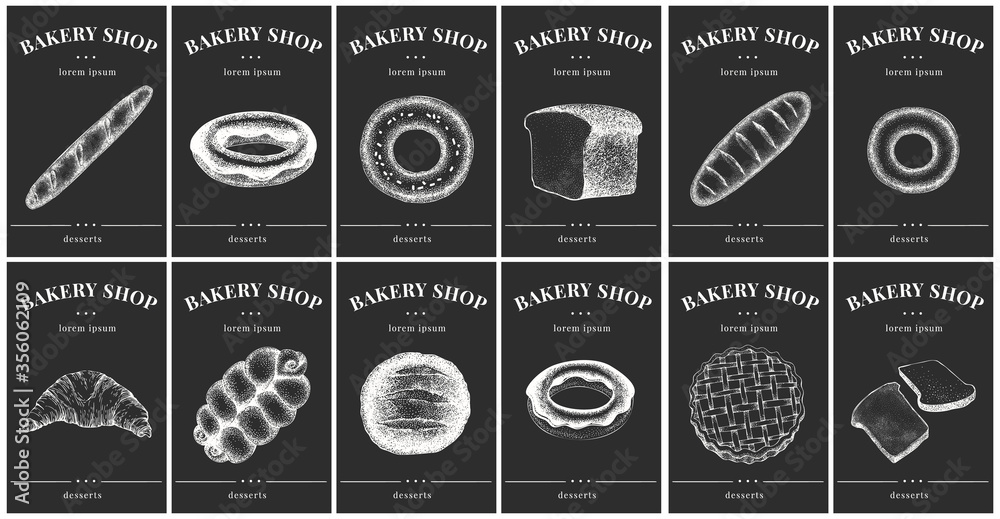 Labels with bakery and desserts. Vintage set templates price tags for ...