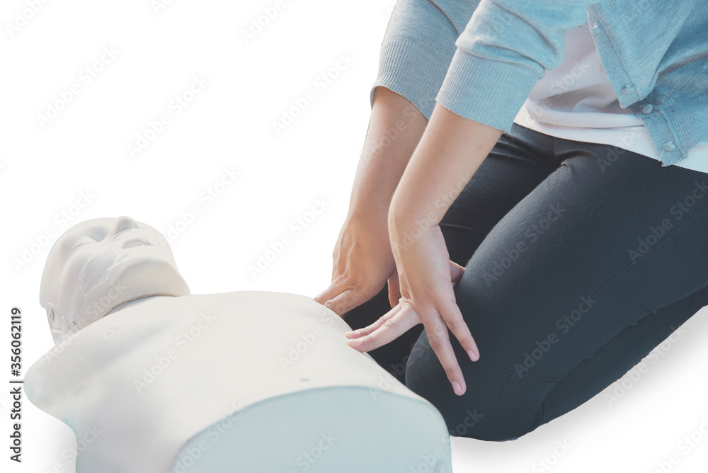 CPR Training medical procedure, demonstrating chest compressions on CPR ...