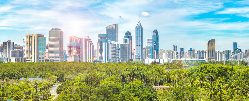 Haikou City Skyline in the Binhai Avenue CBD, The Capital City of ...