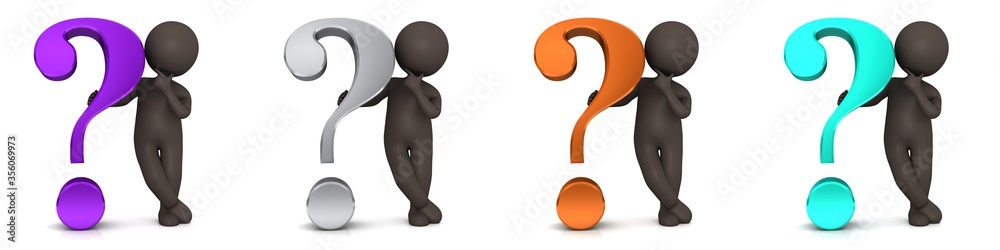 question marks interrogating black man thinking asking stick figure ...