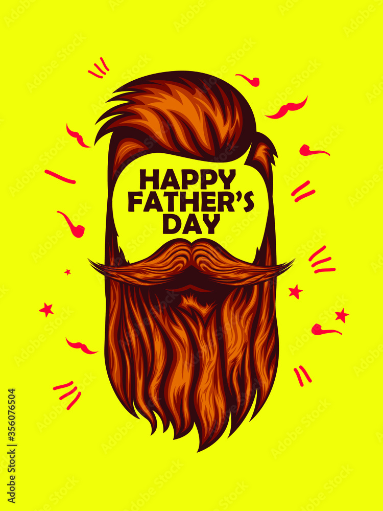 Fathers Day Special Vector greeting card with Mustache, Beard and Hair ...