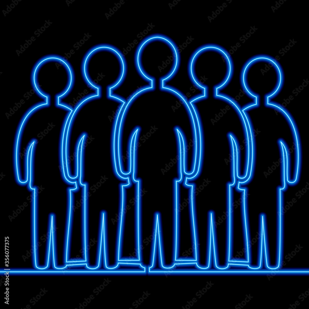 Continuous line drawing Group team members neon Stock Vector | Adobe Stock