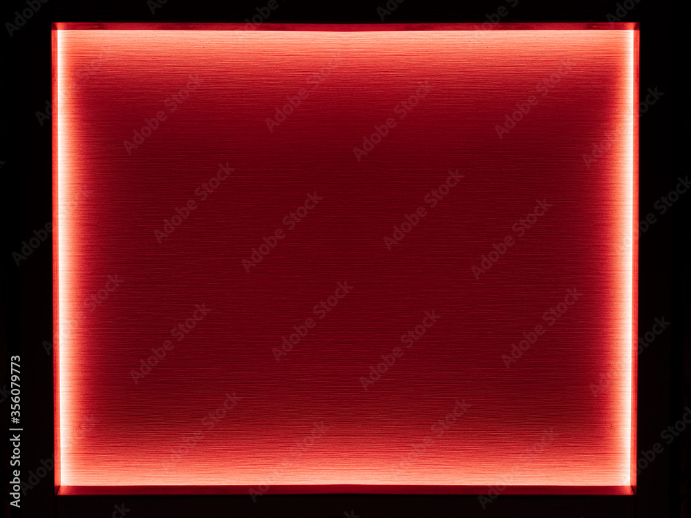 red neon illumination square frame shape dark stylish interior design ...