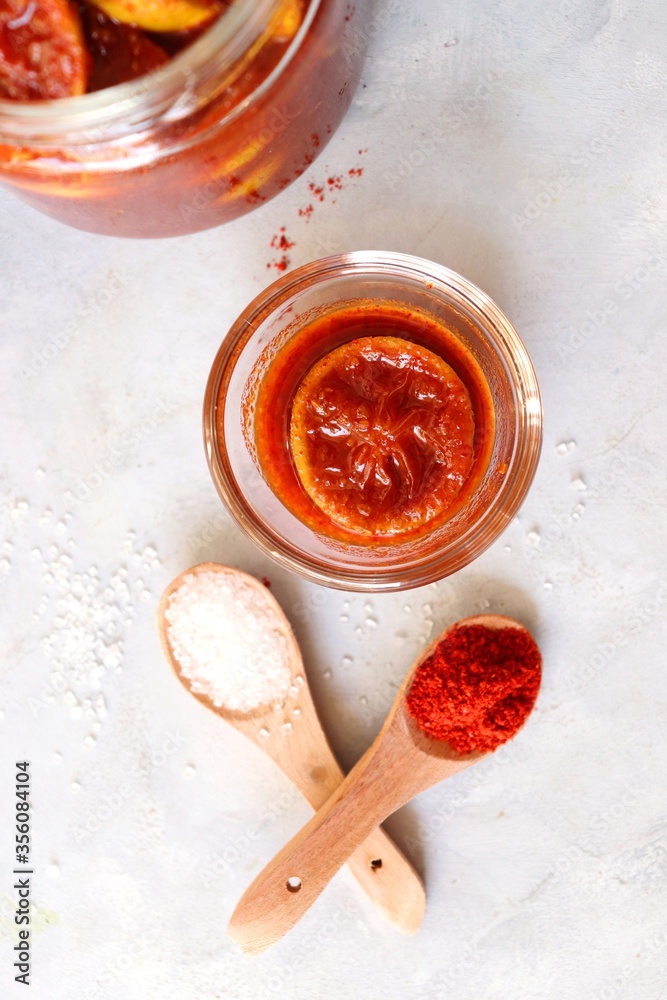 Indian traditional homemeade sweet, tangy and spicy lemon pickle or ...