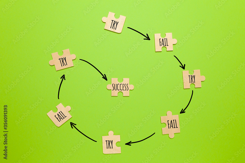 Try - Fail - Success. Purpose and movement to success despite obstacles ...