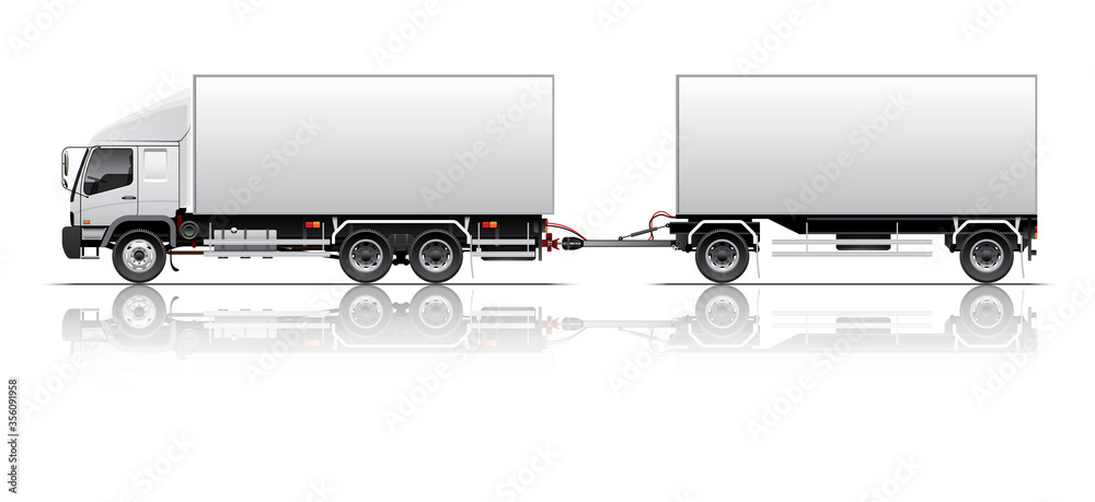 VECTOR EPS10 - commercial cargo trailer truck template, 3+2 axle ...