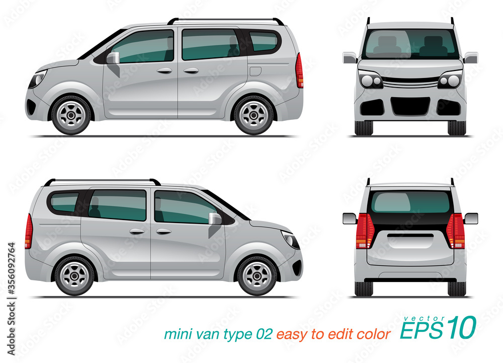 VECTOR EPS 10 - mini van design template, isolated on white background ...