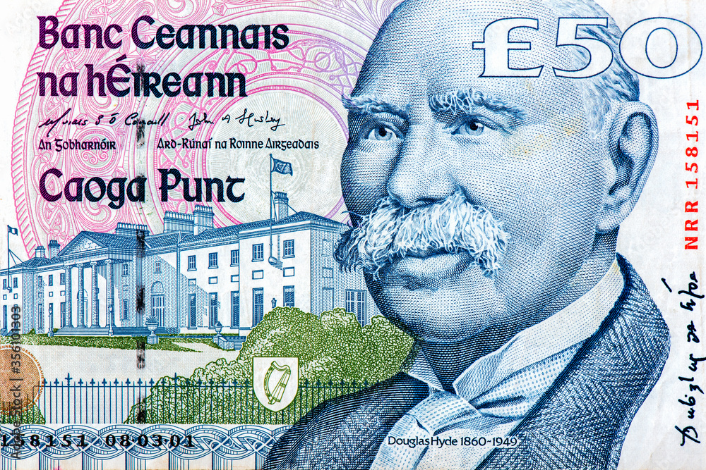 Douglas Ross Hyde, Portrait from Ireland 50 Pounds 2001 Banknotes. An ...