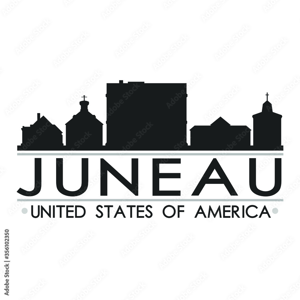 Juneau Skyline Silhouette Design City Vector Art Famous Buildings Stock ...