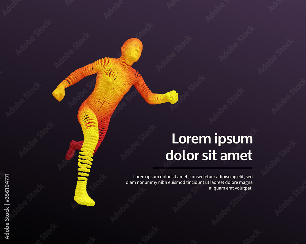 Running man or marathon runner. 3D human body model. Design for sport ...