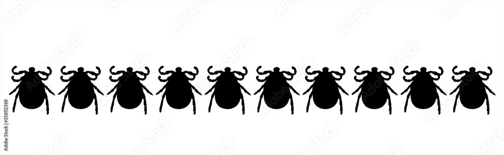 Vector silhouette of collection of ticks on white background. Symbol of ...