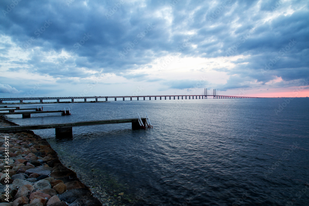 An image of the 'oresundsbron' the bridge that connects Sweden with ...