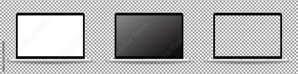 Modern laptop computer mockup set. Laptop with blank screen. Mockup ...