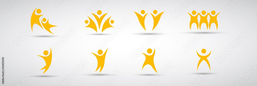 Abstract People Logo Set. Human Figure Isolated On White Background ...