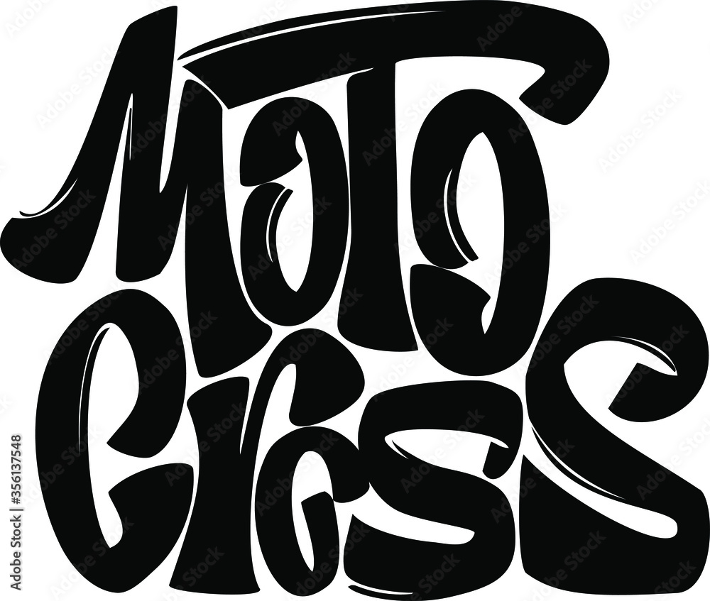 Motocross isolated text. Hand lettering illustration made in modern ...