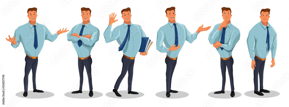 Office worker, businessman character. Set of cartoon illustrations of ...
