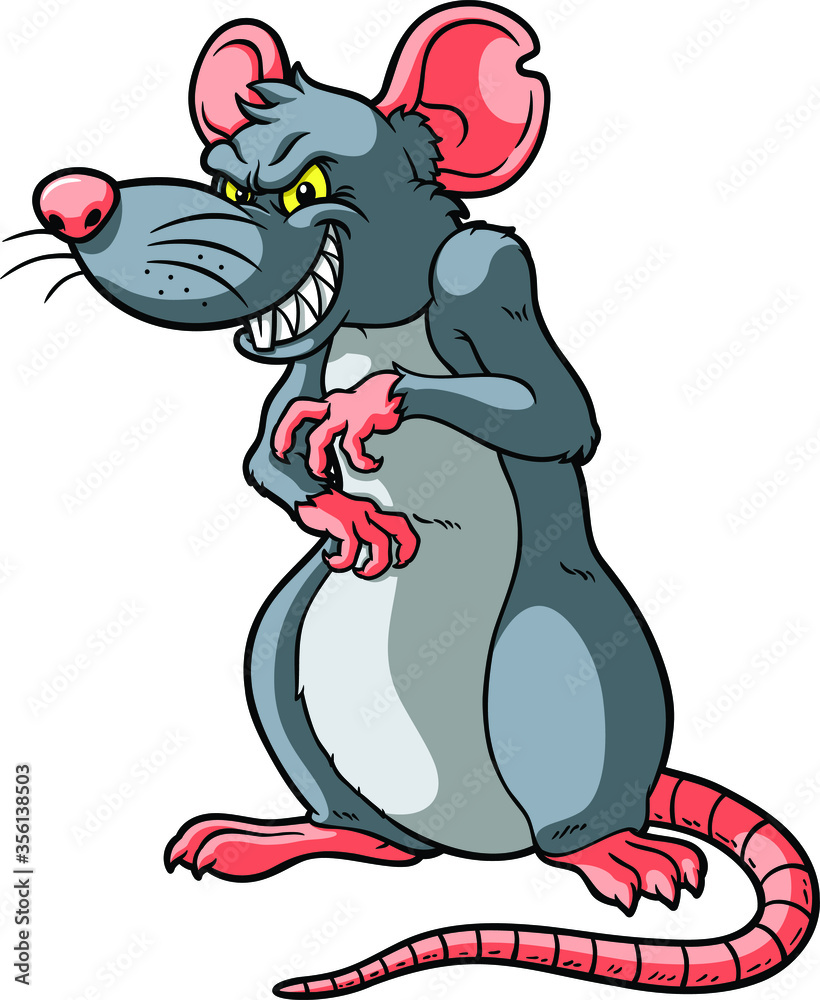 Vector Cartoon Smiling Evil Rat Stock Vector | Adobe Stock