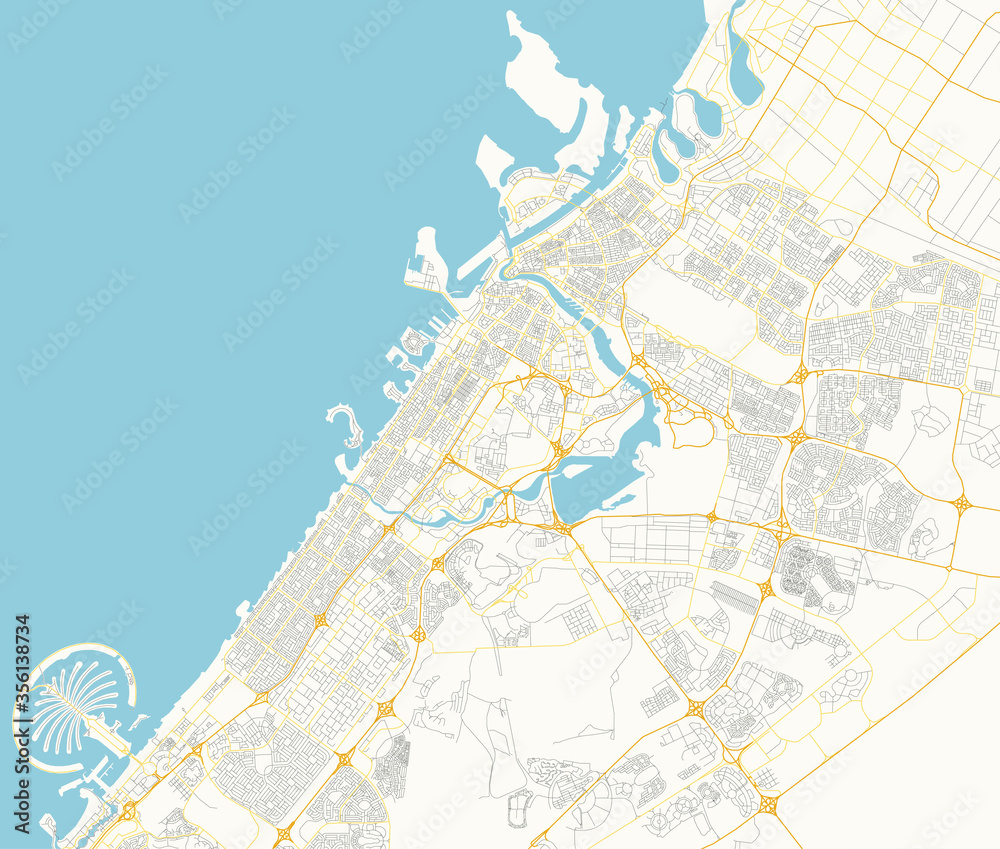 Vector city map of Dubai in bsoft colors Stock Vector | Adobe Stock