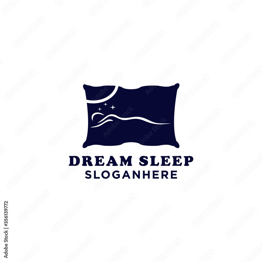 Logo Pillow Combined With The Symbol Of A Sleeping Person Stock Vector logo-pillow-combined-with-the-symbol-of-a-sleeping-person-stock-vector