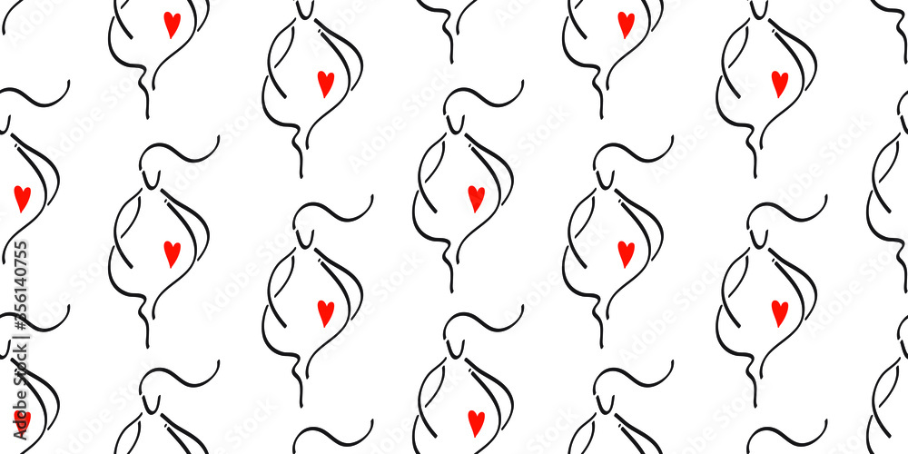 Pregnant woman line icon concept. Repeating pattern with a pregnant ...