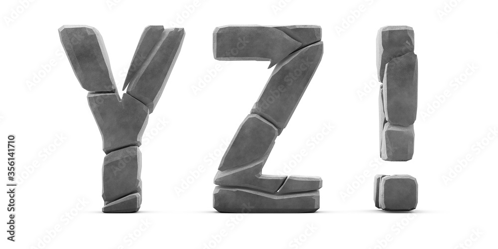 Cracked letters Y Z !. Letters isolated on white background. English ...