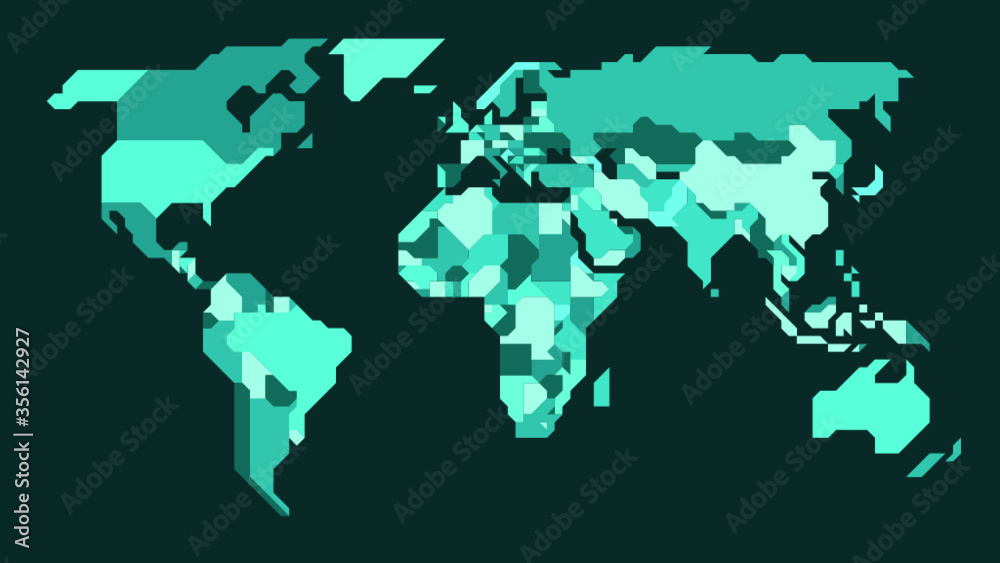 Simplified world map with 158 countries each on its own appropriately ...
