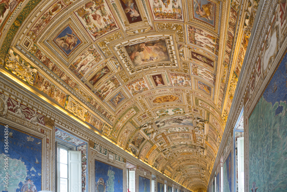 Vatican, Italy - January, 4, 2020. Ceiling of the Museum of Vatican ...
