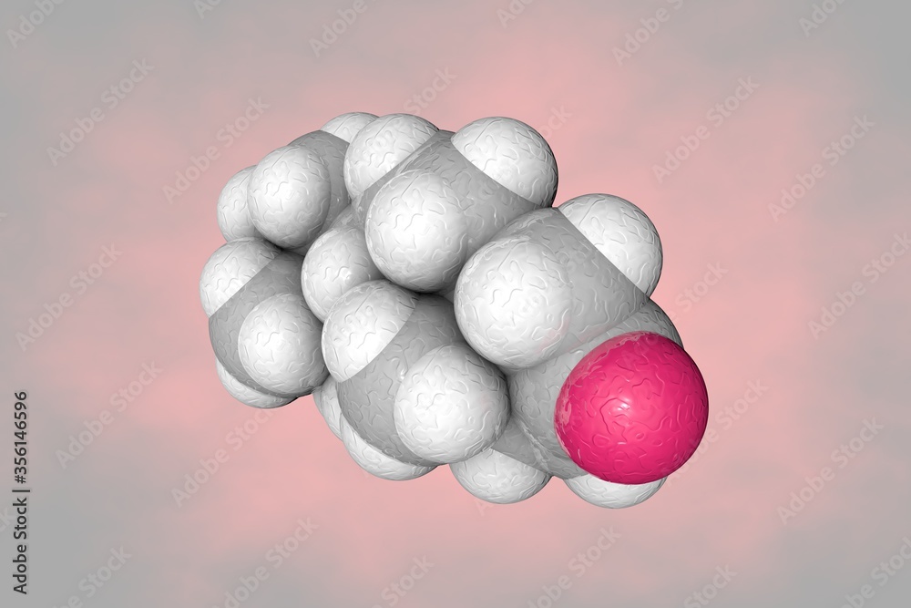 Molecular structure of androstanolone or stanolone. Atoms are ...