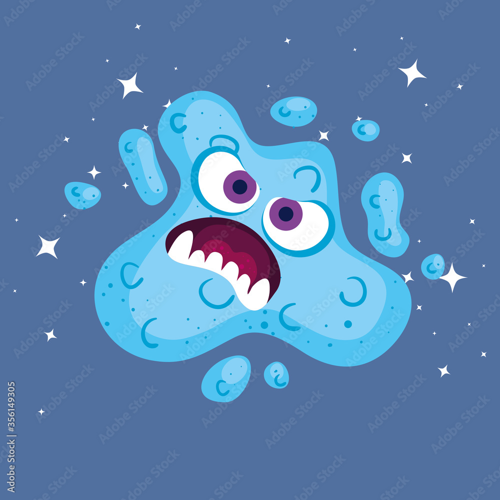 cartoon covid 19 emoji, coronavirus emoticon with facial expression ...