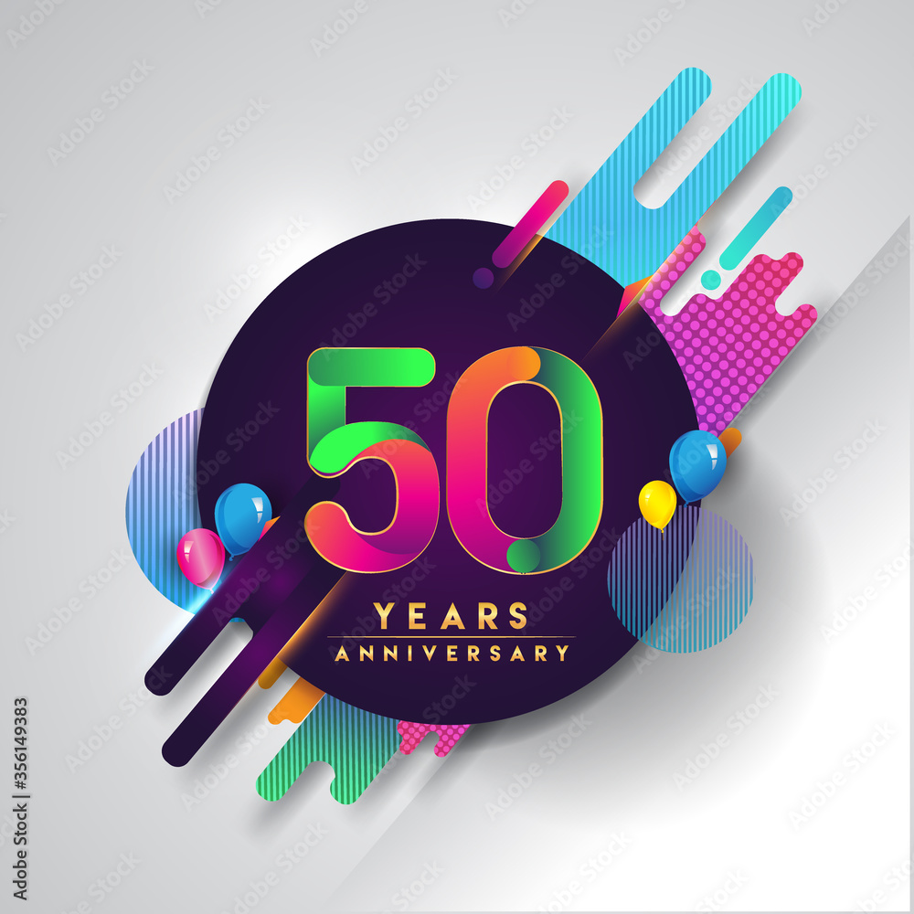 50th years Anniversary logo with colorful abstract background, vector ...