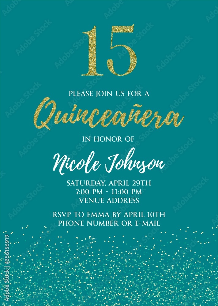 Quinceañera Birthday Party for Girl 15 years vector printable ...