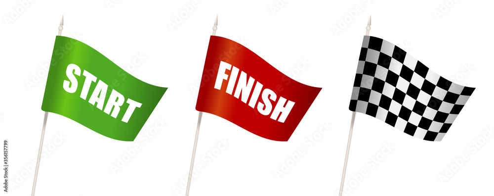 Flag Start chess patter. Flag finish for the competition. streamers of ...