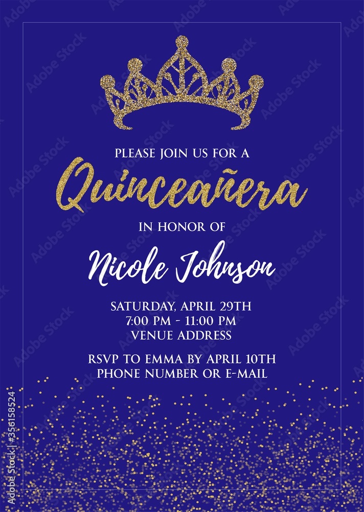 Vetor de Quinceañera Birthday Party for Girl 15 years vector printable ...