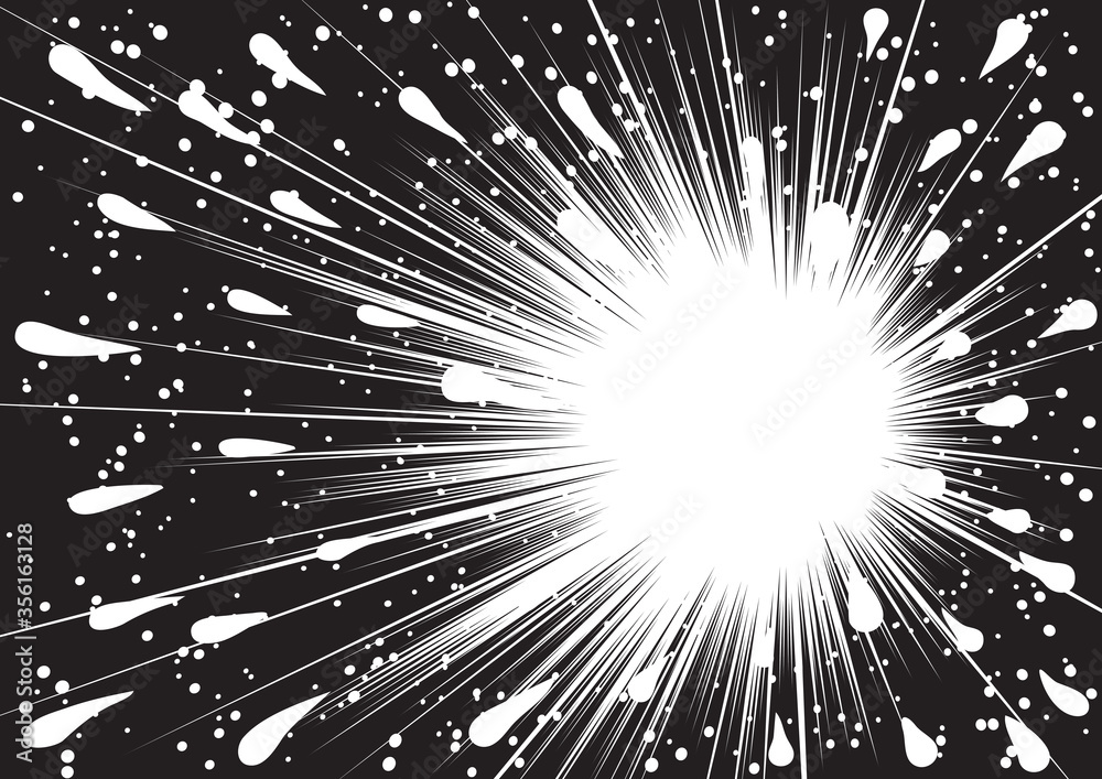 Manga explosion background. Radial action lines for comic books. Black ...
