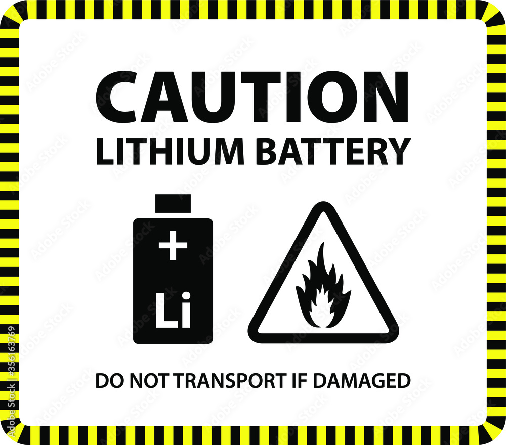 A lithium ion or lithium metal hydride battery shipment caution label ...