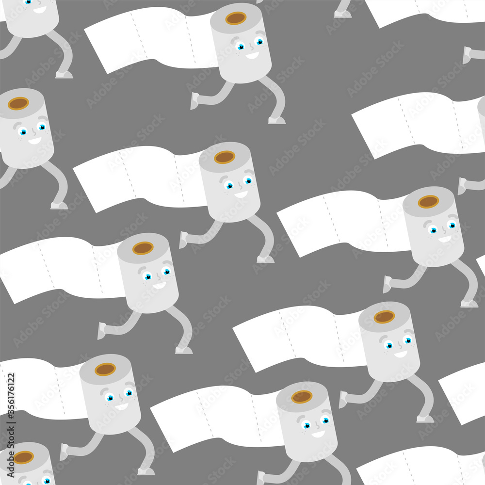 Toilet roll cartoon run pattern seamless. toilet paper background ...