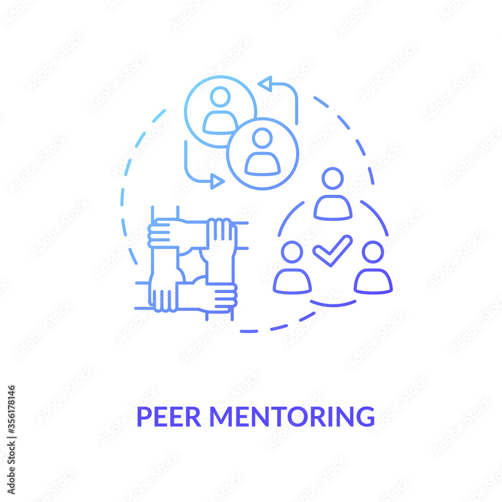 Peer mentoring concept icon. Social togetherness, mutual support idea ...