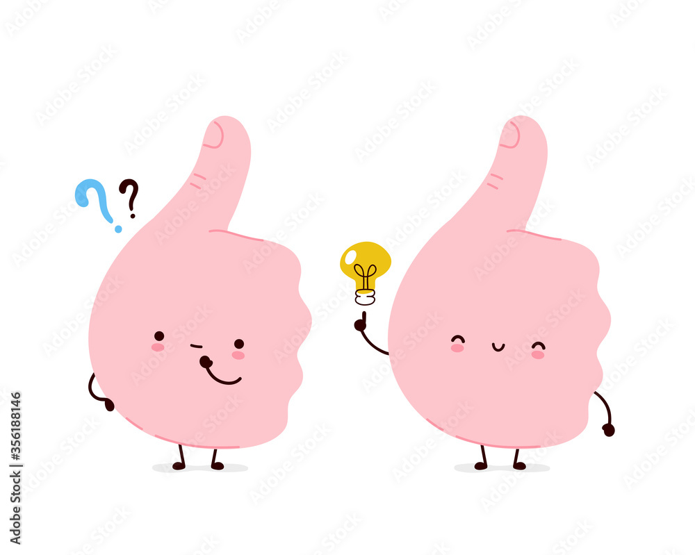 Cute funny thumbs up gesture with question mark Stock Vector | Adobe Stock