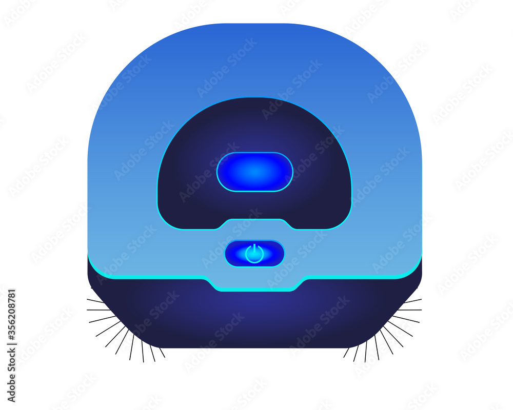 Blue robot vacuum cleaner - top view - vector full color picture ...