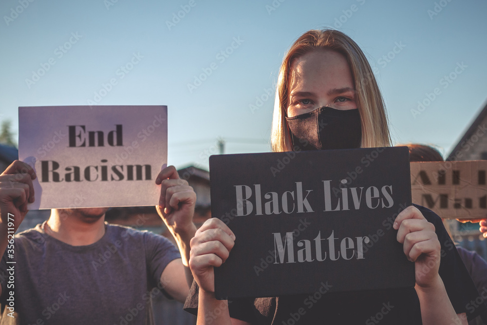 Black Lives Matter Protest Against Ending Racism Poster Over Human ...