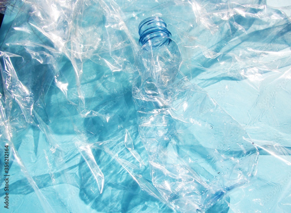 plastic waste pollution clear background for recycling with copy space ...