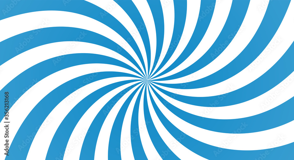 Sunburst background with blue ray. Spiral curved rotating background ...