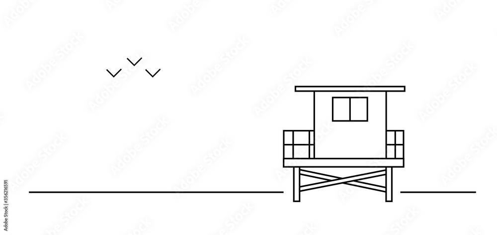 Lifeguard tower line and glyph icon, tourism and beach, beach lifeguard ...