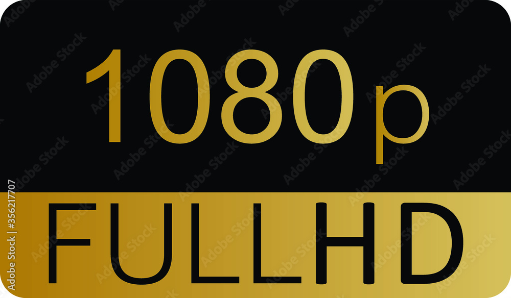 Gold 1080p ultraHD label isolated on white background. 3D illustration ...