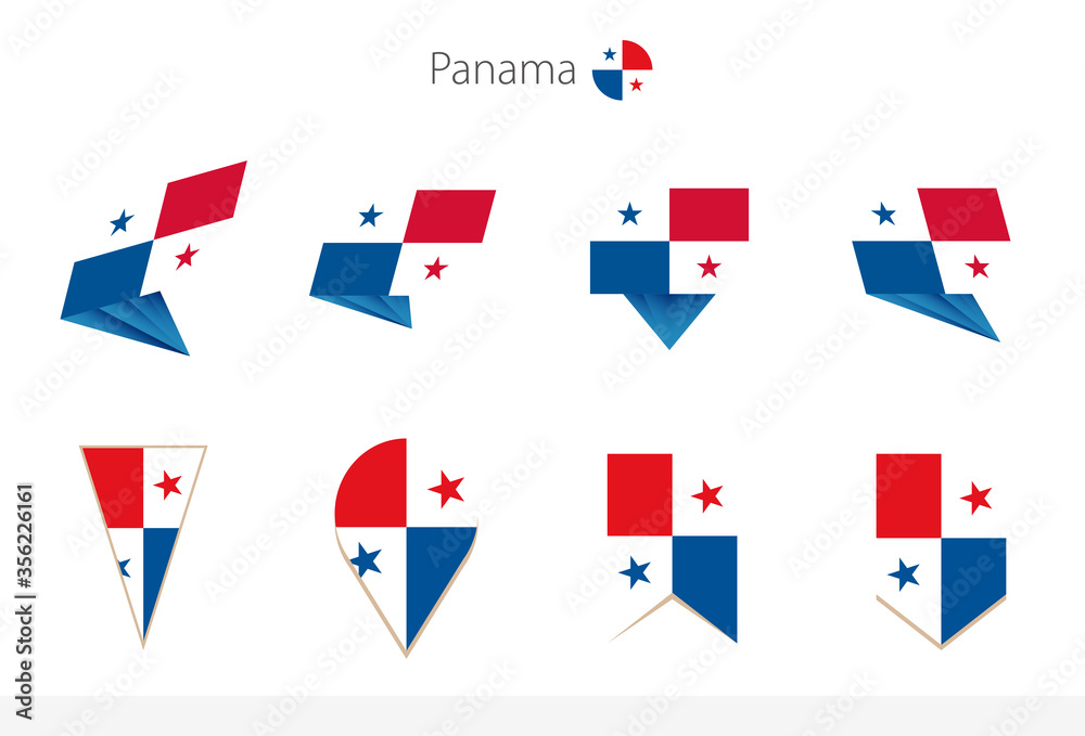 Panama national flag collection, eight versions of Panama vector flags ...
