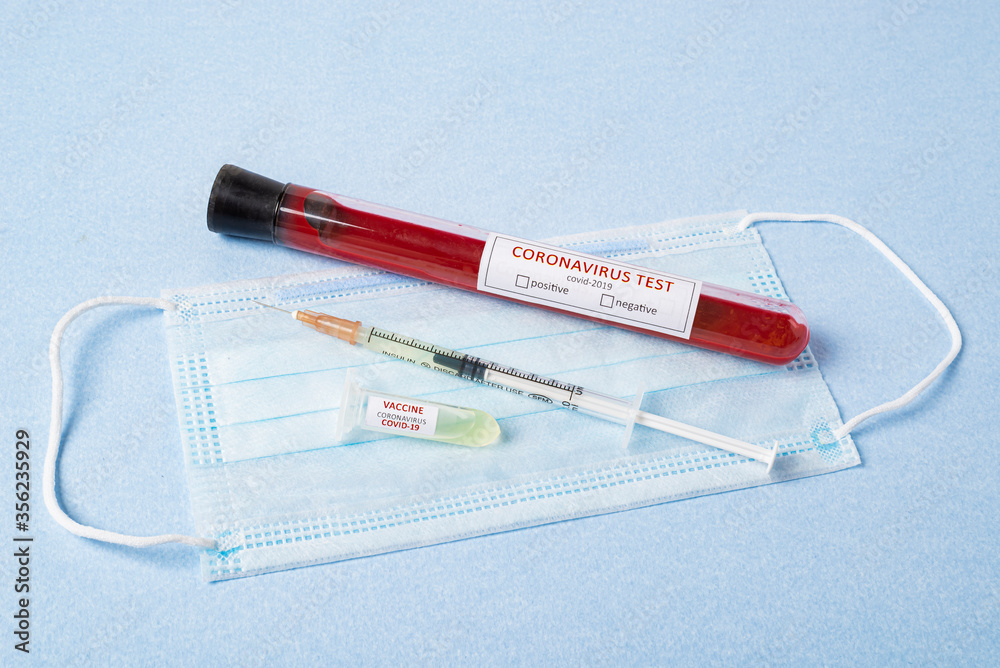 Test tube with blood sample Covid-19 (coronavirus). Laboratory testing ...