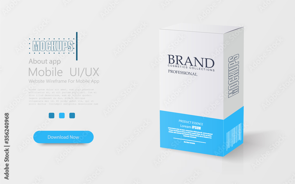 White-blue pills box. Box mock-up. Medical blank cardboard. Mockup ...